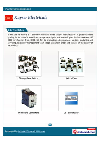 Kayser Electricals, Chennai, Electrical Products and Parts | PDF