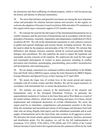 Déclaration finale du sommet des BRICS 2024 (Kazan, Russie) | PDF ...