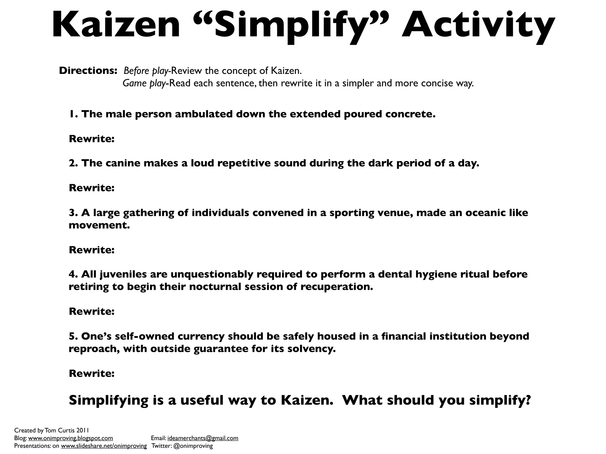 Kazien "Simplify" Activity | PDF