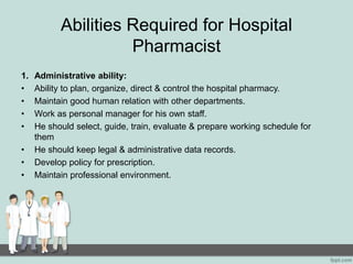 Functions of Hospital Pharmacist | PPT
