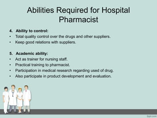 Functions of Hospital Pharmacist | PPT