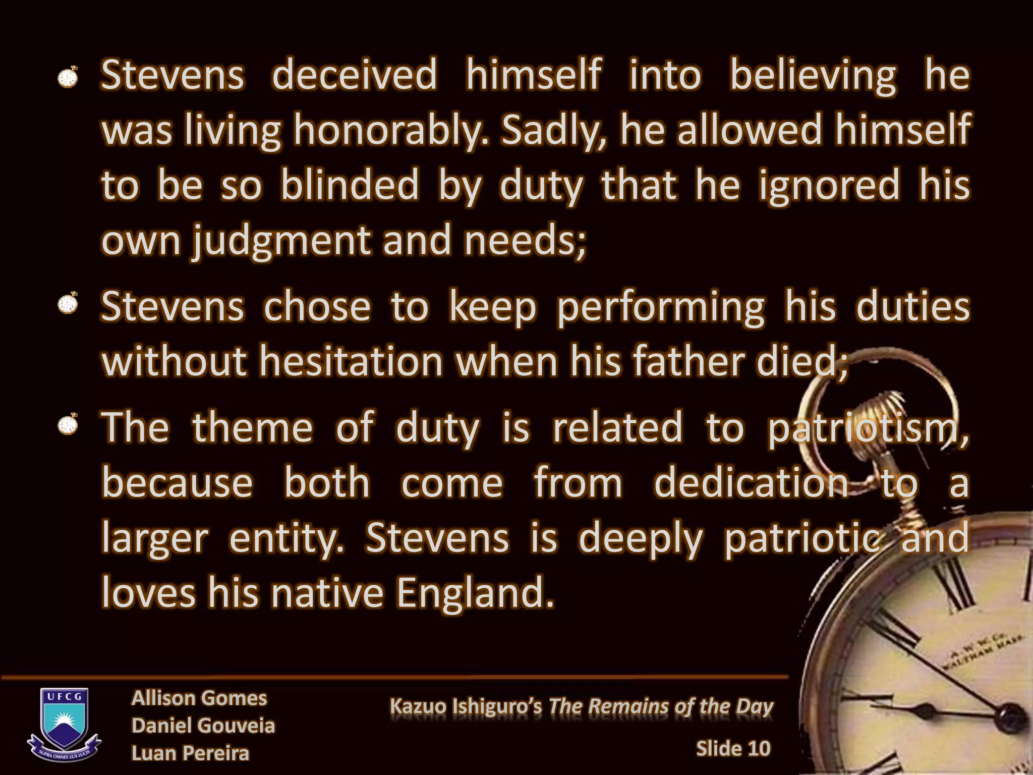Kazuo Ishiguro's "The remains of the day" | PPTX