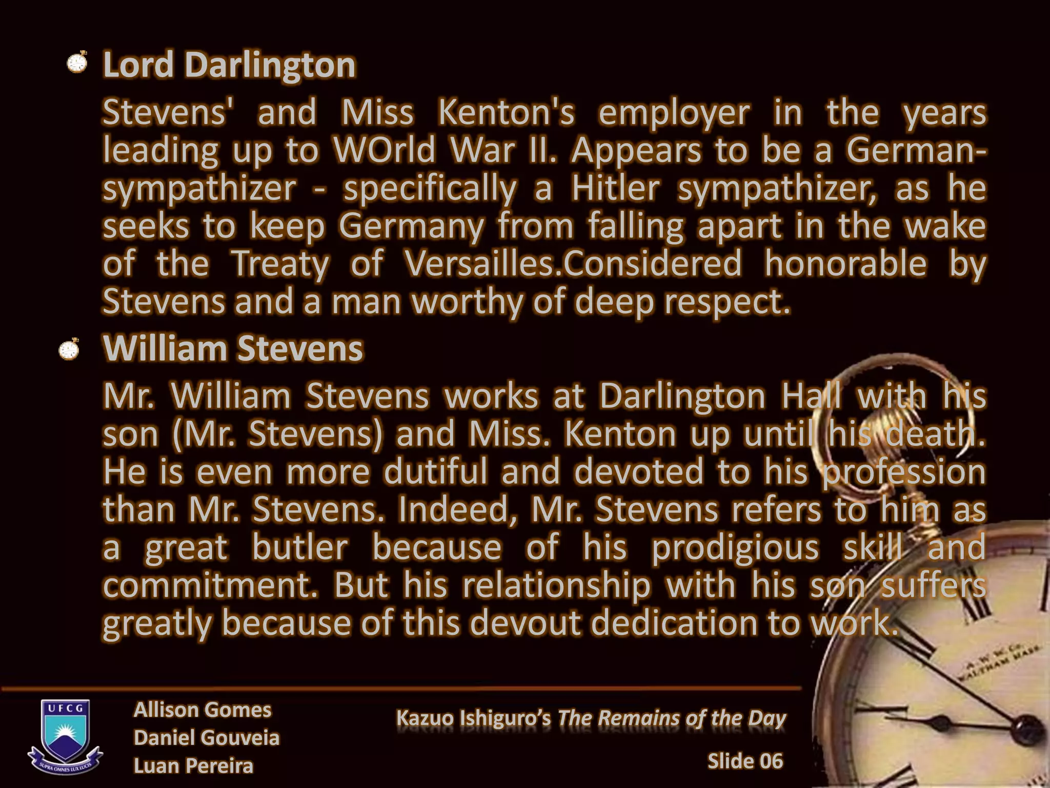 Kazuo Ishiguro's "The remains of the day" | PPTX