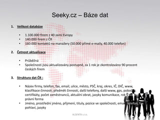 Alsenta - služba Seeky - technické informace