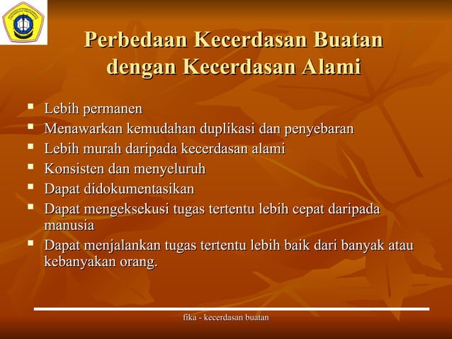 Materi Kecerdasan Buatan Pertemuan Pertama (1) | PPT