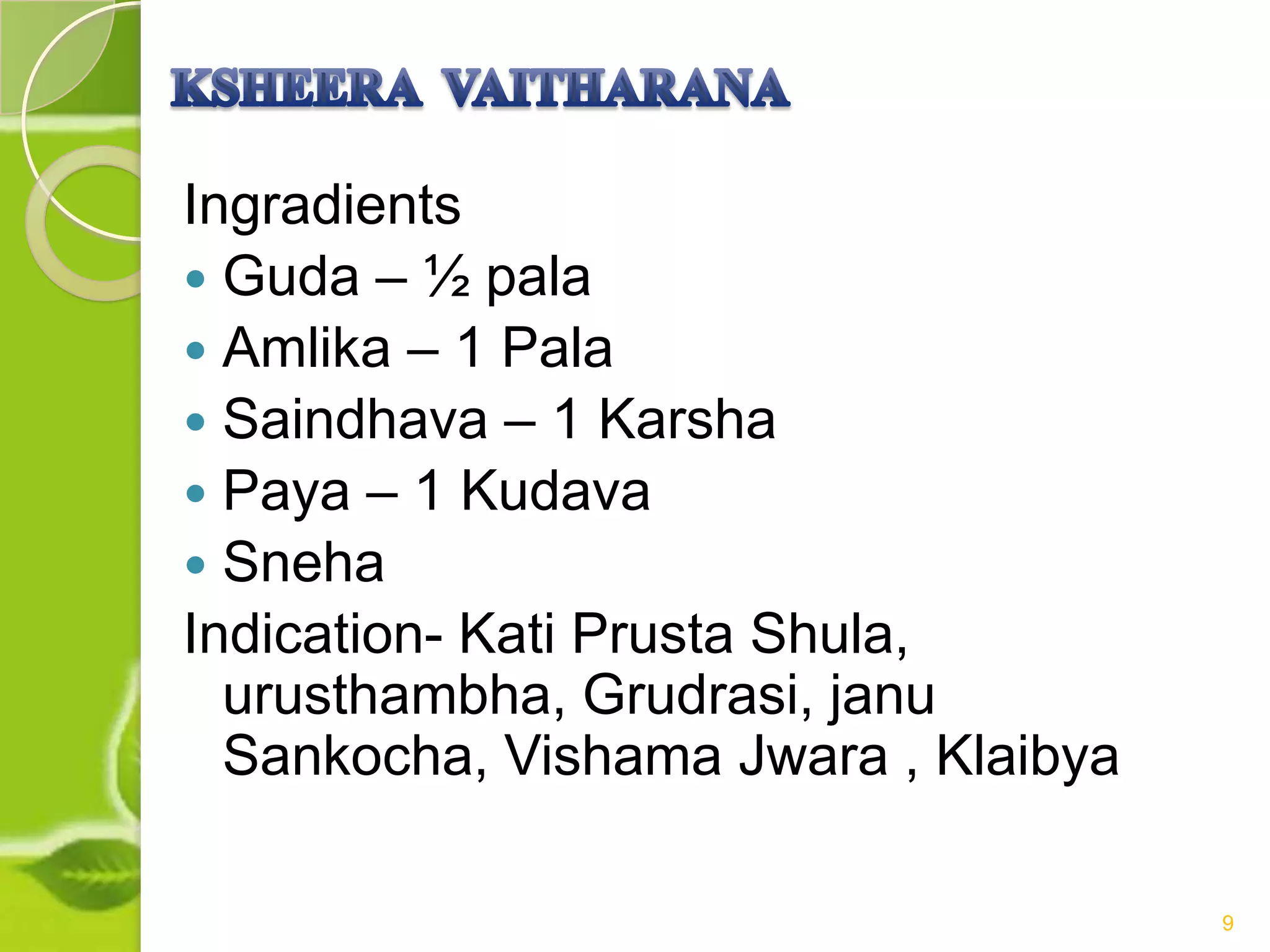 Ksheera Vasthi Practical Understandings | PPTX