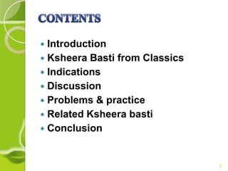 Ksheera Vasthi Practical Understandings | PPTX