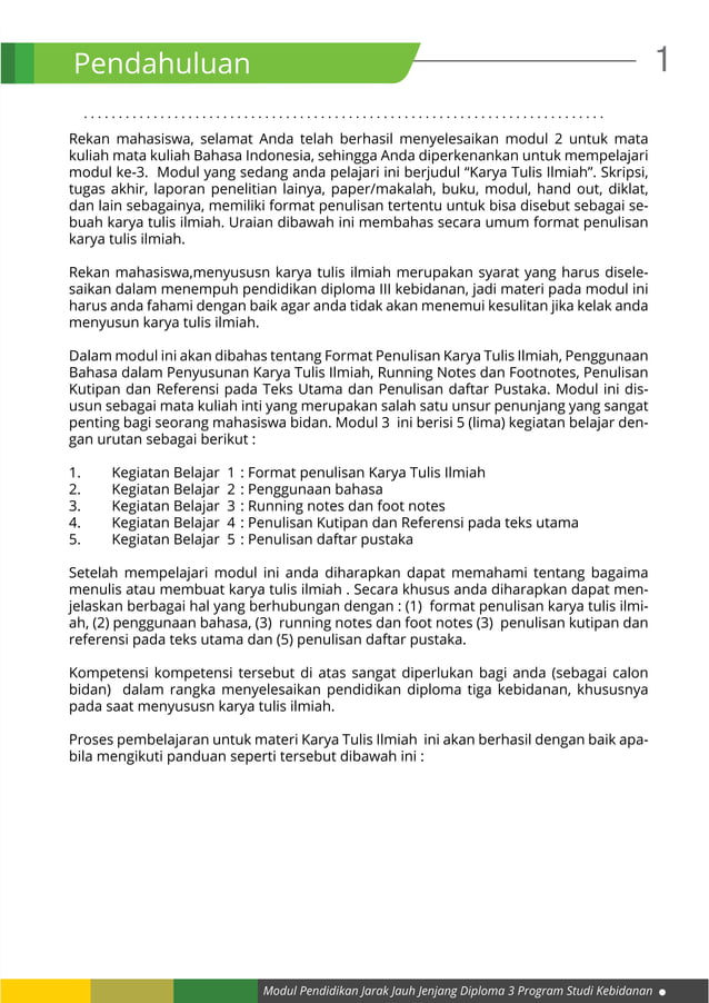 KB 1 Format Penulisan Karya Tulis Ilmiah | PDF