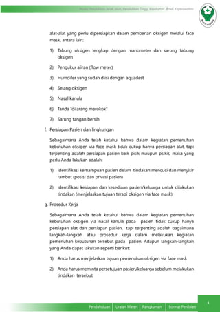 Prosedur Pemberian Terapi Oksigen via Face Mask | PDF