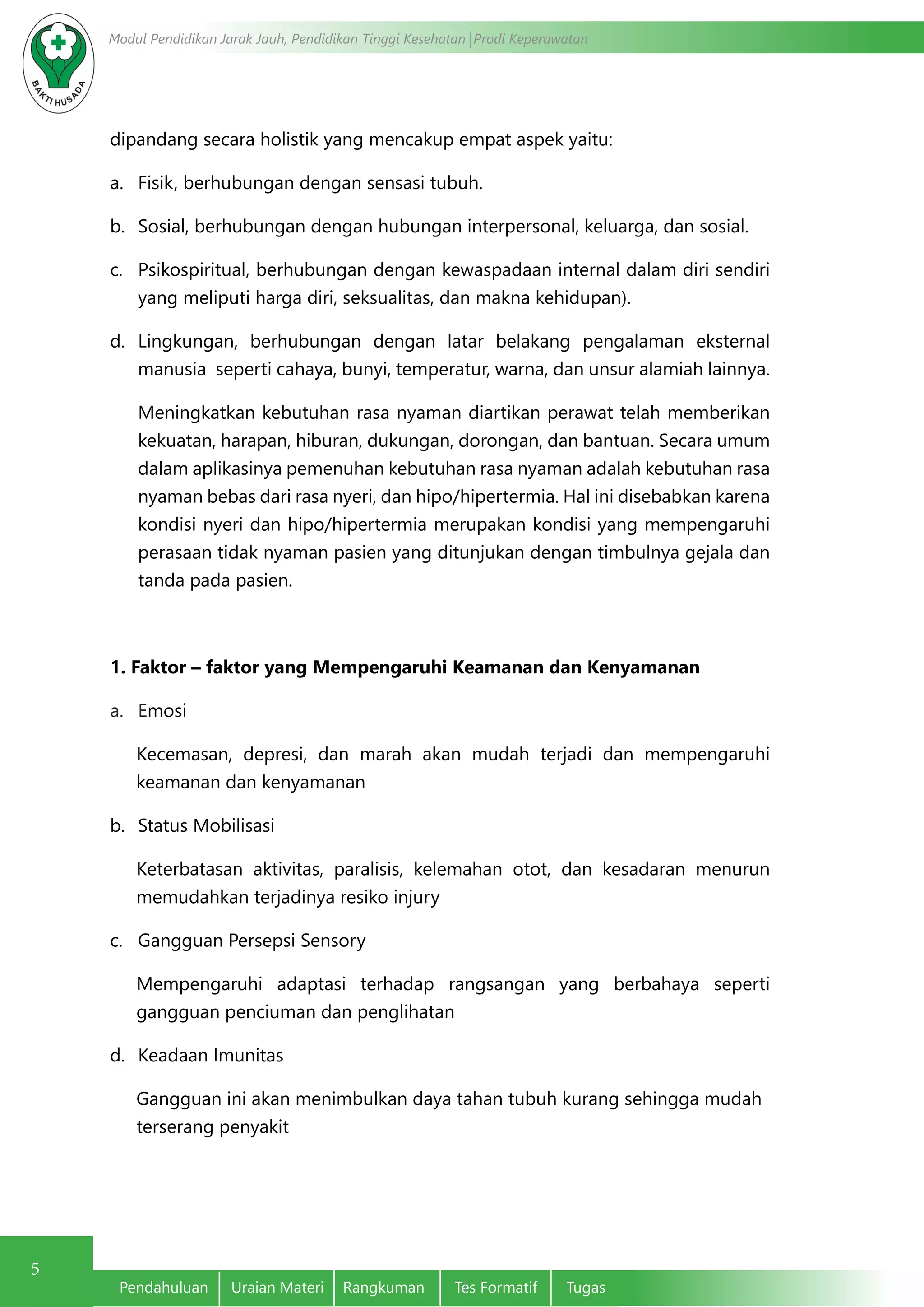 Asuhan Keperawatan Kebutuhan Rasa Aman dan Nyaman | PDF