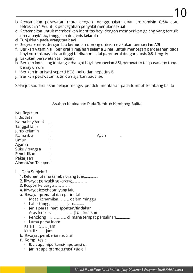 Kb 2 dokumentasi askeb pada neonatus, bayi, balita | PDF