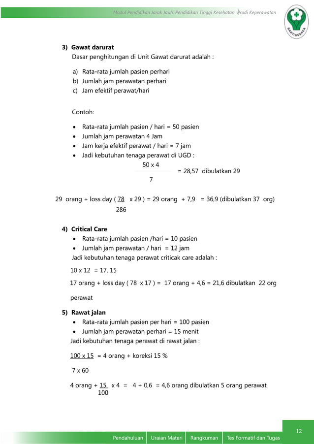 Penghitungan tenaga berdasar tingkat ketergantungan pasien | PDF
