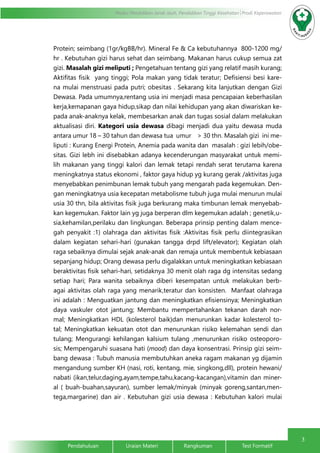 KEBUTUHAN GIZI PADA USIA REMAJA DAN DEWASA | PDF