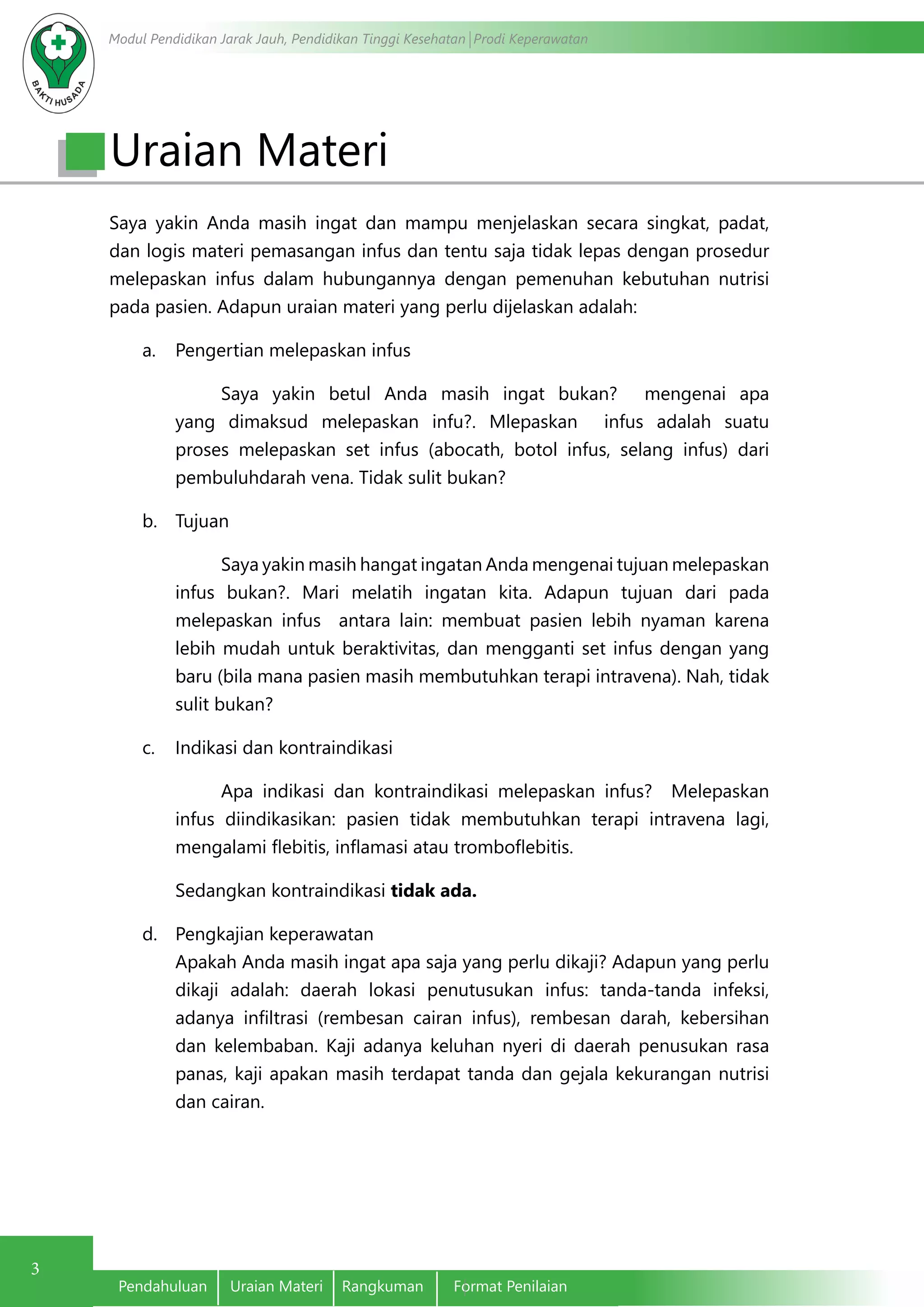Prosedur Melepaskan Infus | PDF
