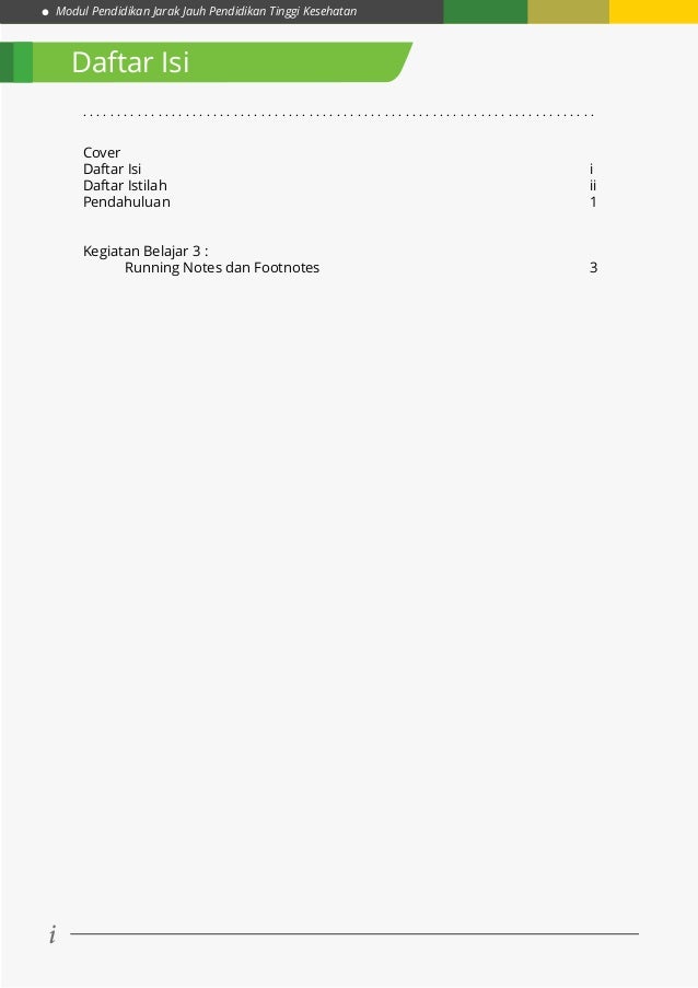 KB 3 Running Notes dan Footnotes