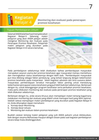Kb 4 monitoring dan evaluasi pada penerapan promosi kesehatan | PDF