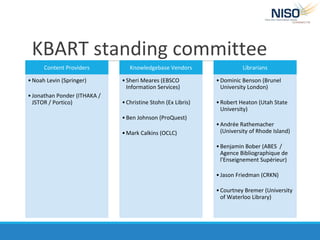 Levin, Benson, Johnson, Heaton, and Rathemacher "KBART 101: An ...