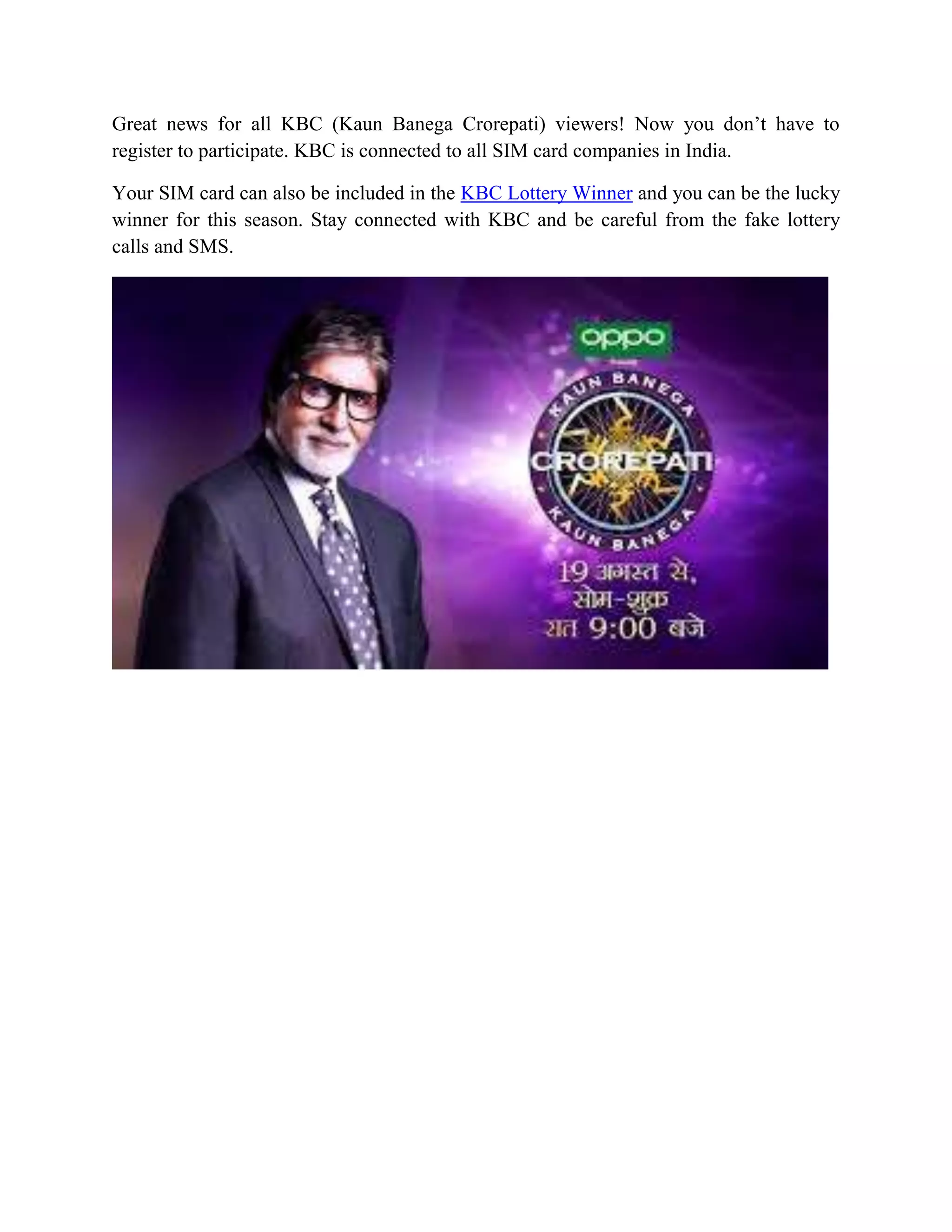 Kbc lottery winner | PDF