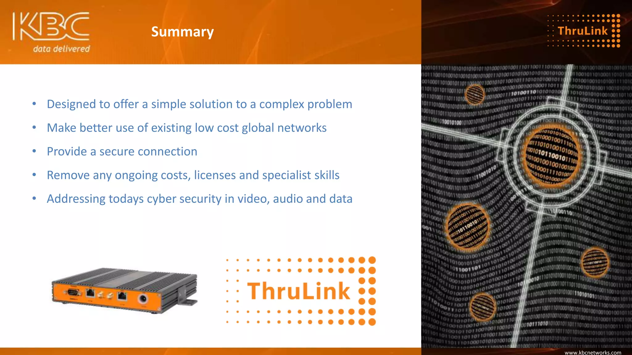 Kbc networks thrulink 15 minute presentation | PPT