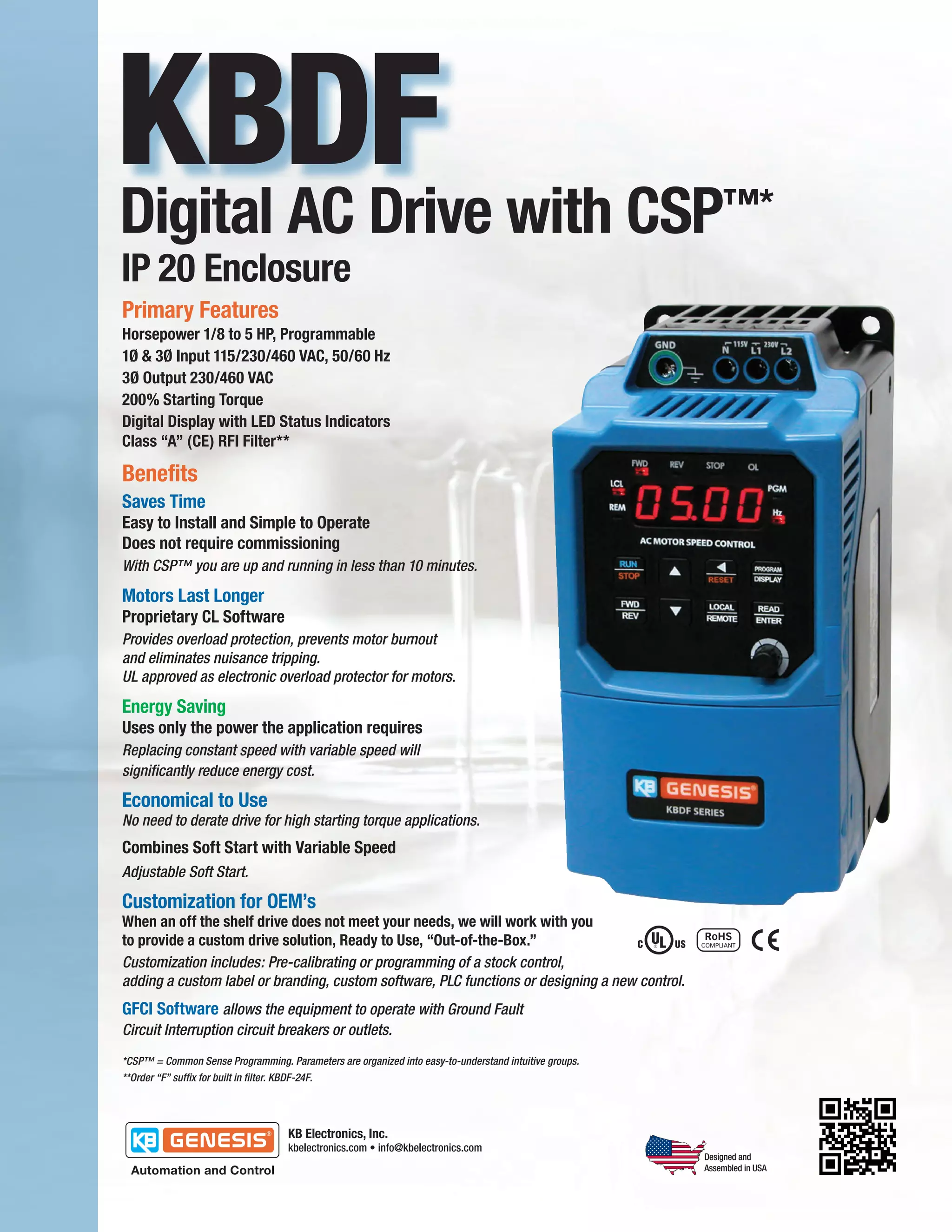 KBDF AC Drive Sales Sheet | PDF
