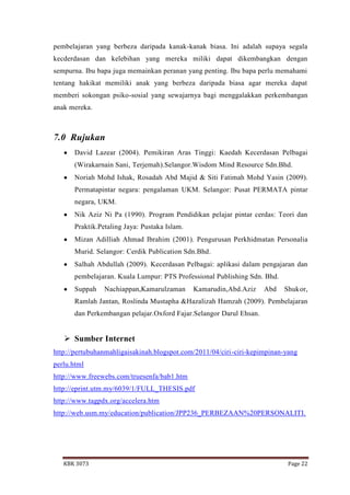 Kbk 3073 kepelbagaian kecerdasan | PDF