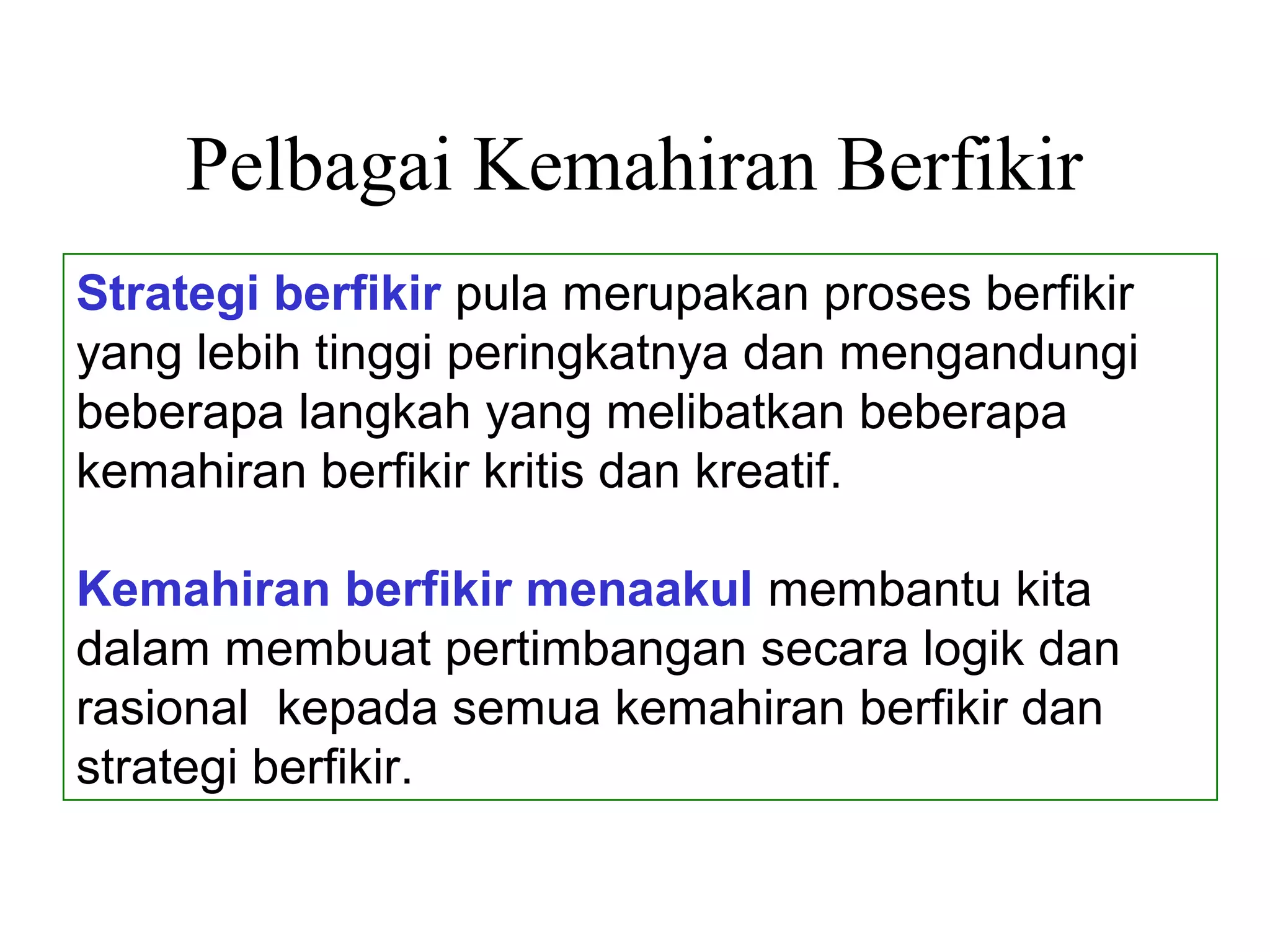 Kemahiran Berfikir Kritis dan Kreatif KBKK | PPT