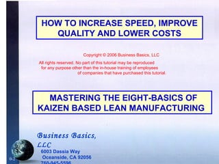 Kblmt B000 Intro Kaizen Based Lean Manufacturing | PPT | Manufacturing Industry | Industries