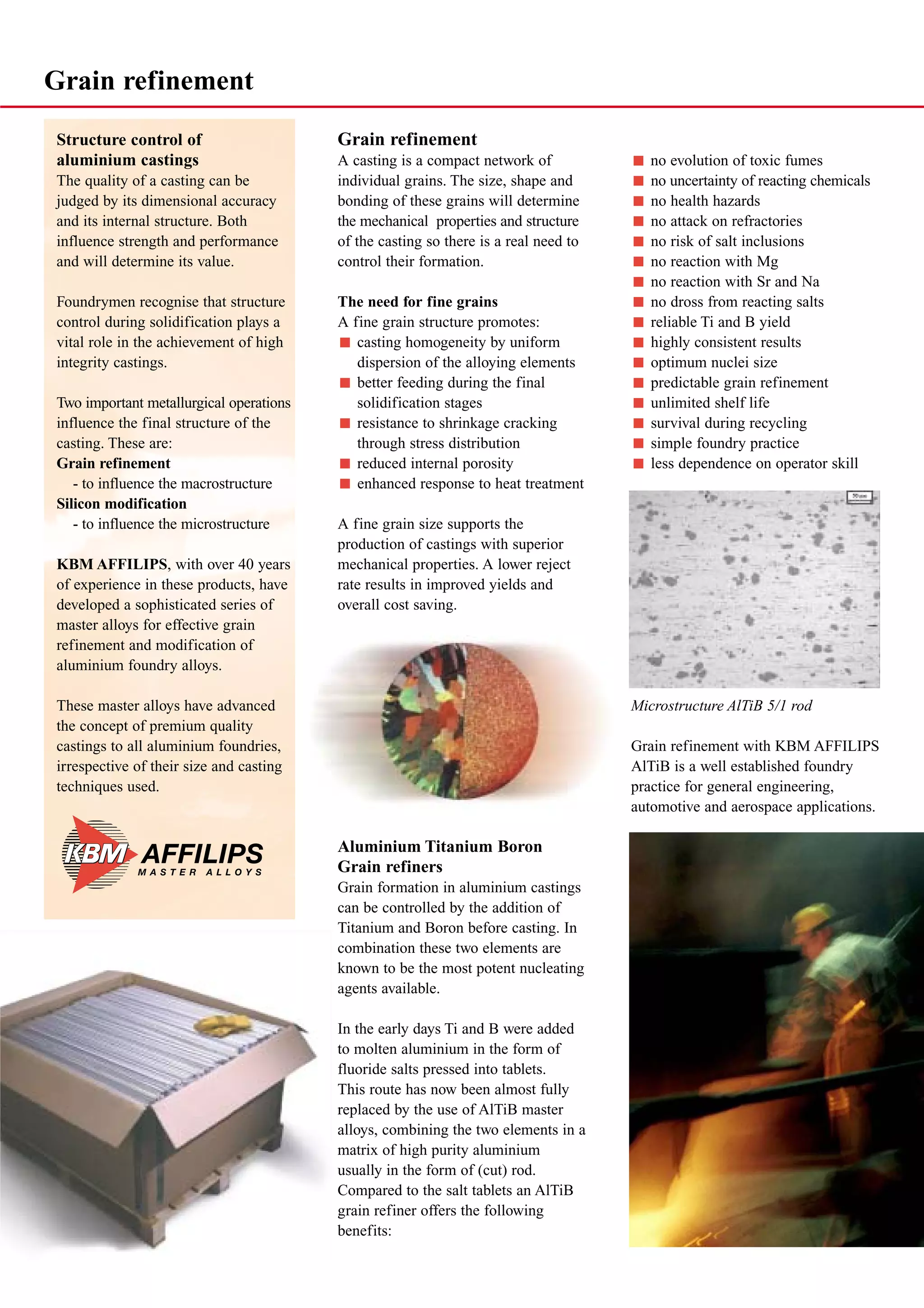 Foundry Guide to using TiBor Aluminum Grain Refiner and Modification ...