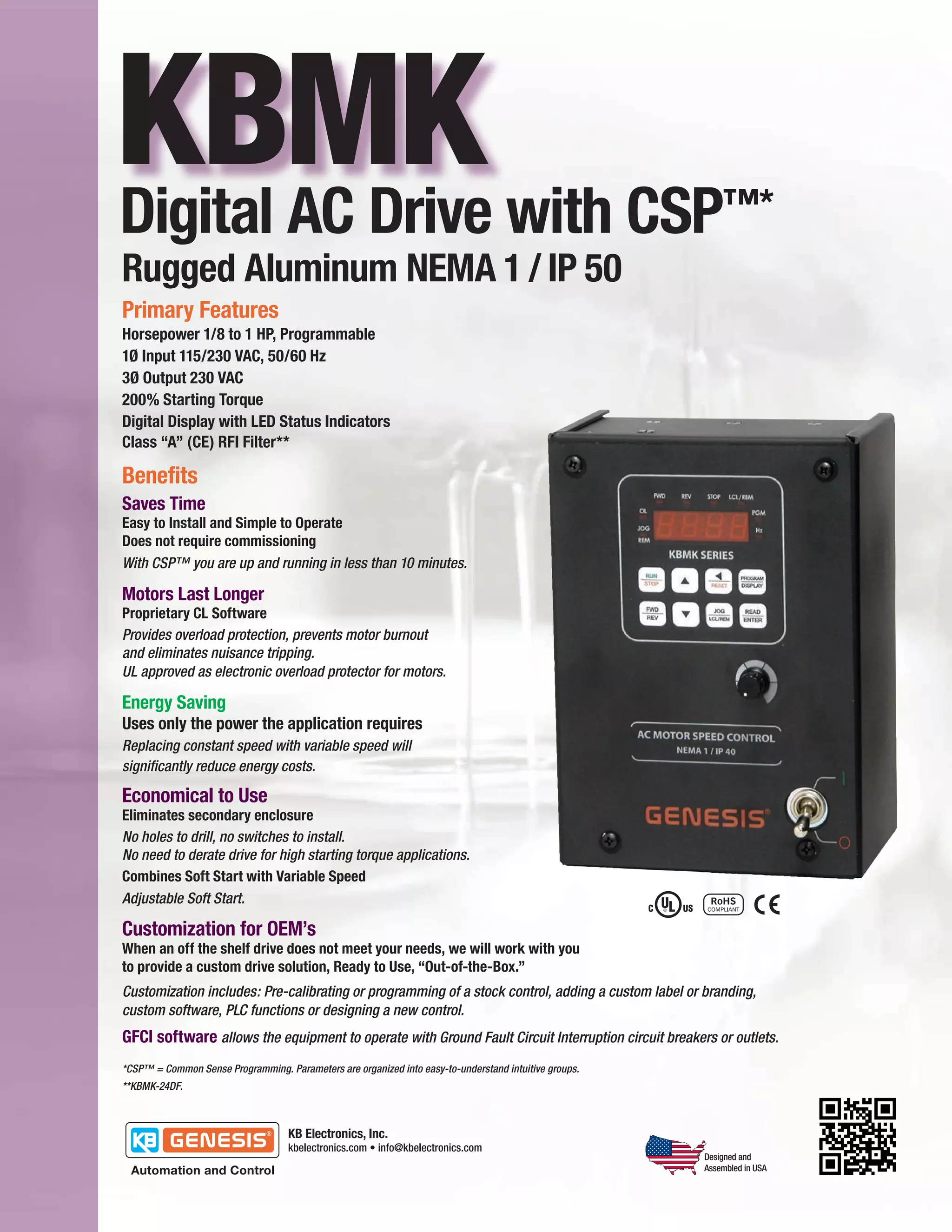 KBMK AC Drive Sales Sheet | PDF