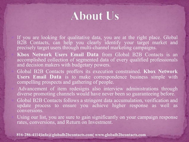 Kbox network users email data | PPTX