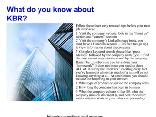 Kbr interview questions and answers | PPT