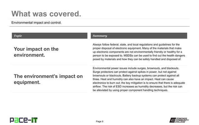 Pace IT - Environmental Impact and Control | PPT