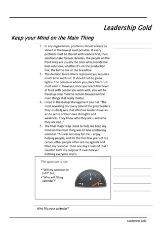 Leadership gold session handout | PDF
