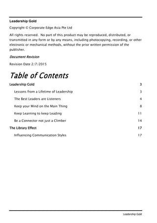 Leadership gold session handout | PDF | Executive Leadership ...