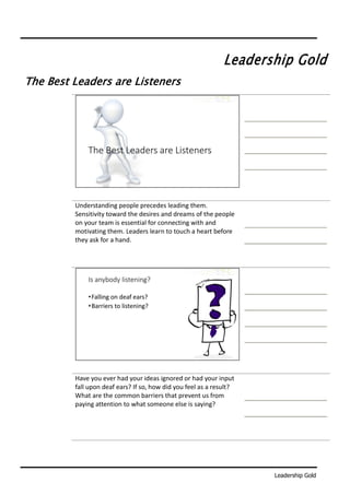 Leadership gold session handout | PDF | Executive Leadership ...