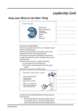 Leadership gold session handout | PDF | Executive Leadership ...