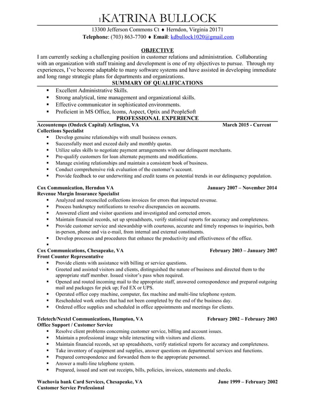 Katrina's resume | DOC | Business | Business and Finance