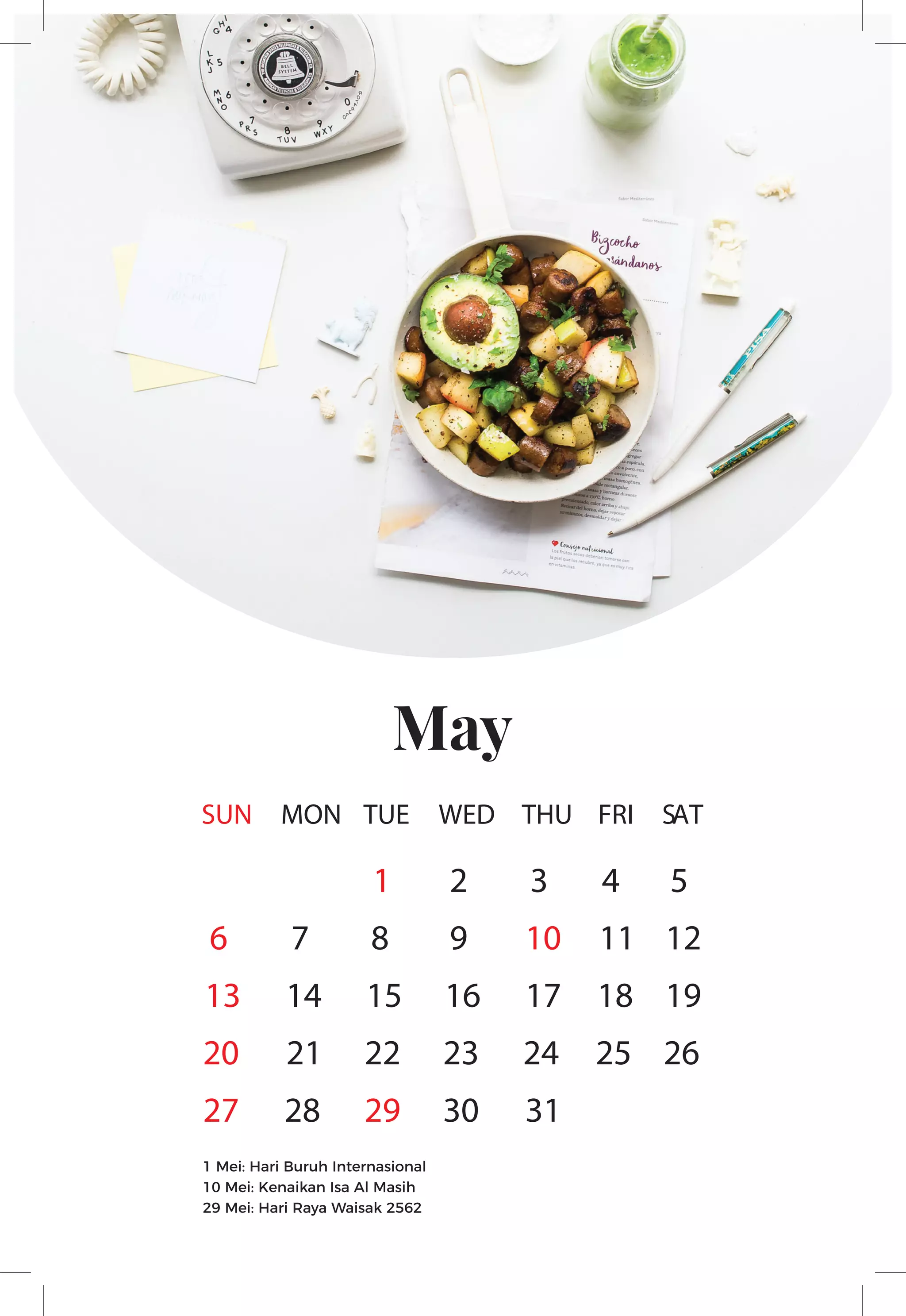 Free Printable - Kalender Meja 5 | PDF