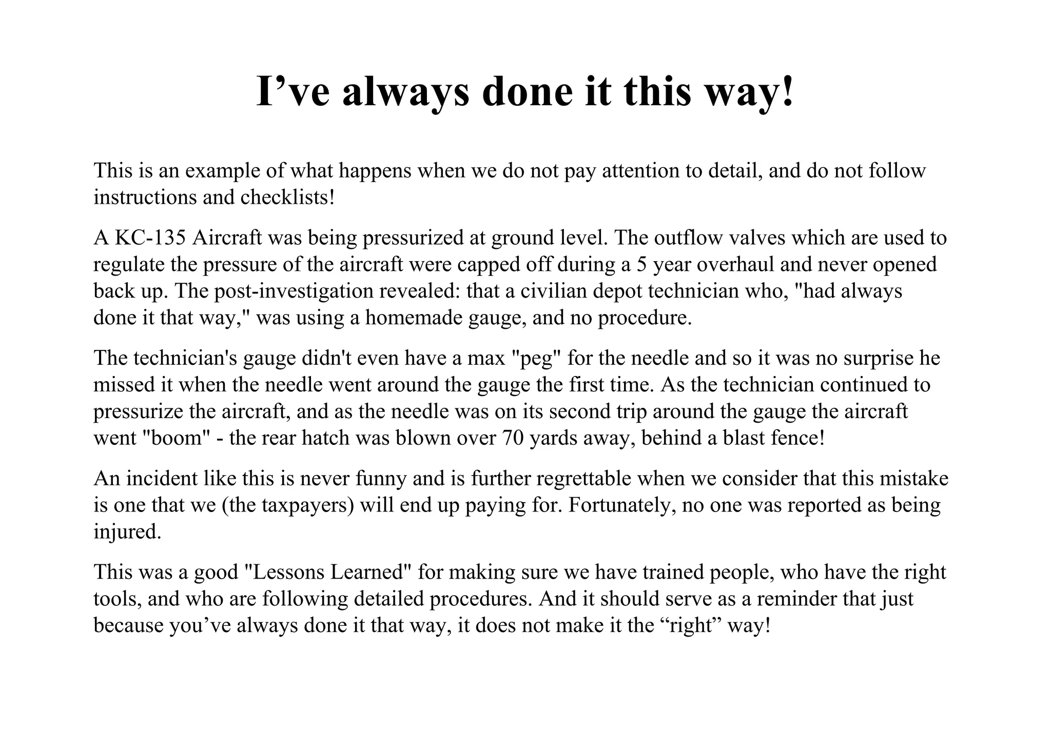 Kc 135 Pressurization Test | PPS