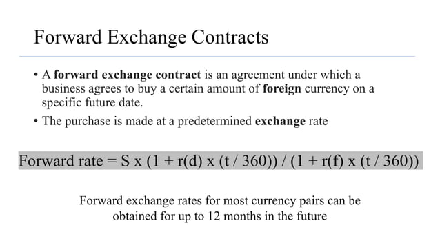 Forward exchange contracts and Effective Interest Rate | PPT