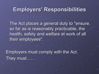 Work Based Learning & Health and Safety Act 1974 | PPT