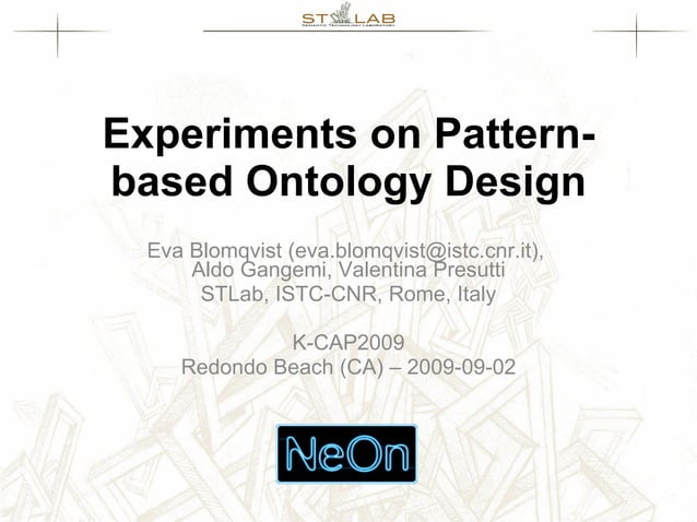 Experiments on Pattern-based Ontology Design | PPT