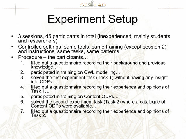 Experiments on Pattern-based Ontology Design | PPT