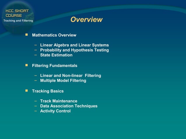 "Modern Tracking" Short Course Taught at University of Hawaii | PPT