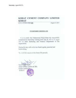 Kccl final report by majid khan | DOCX