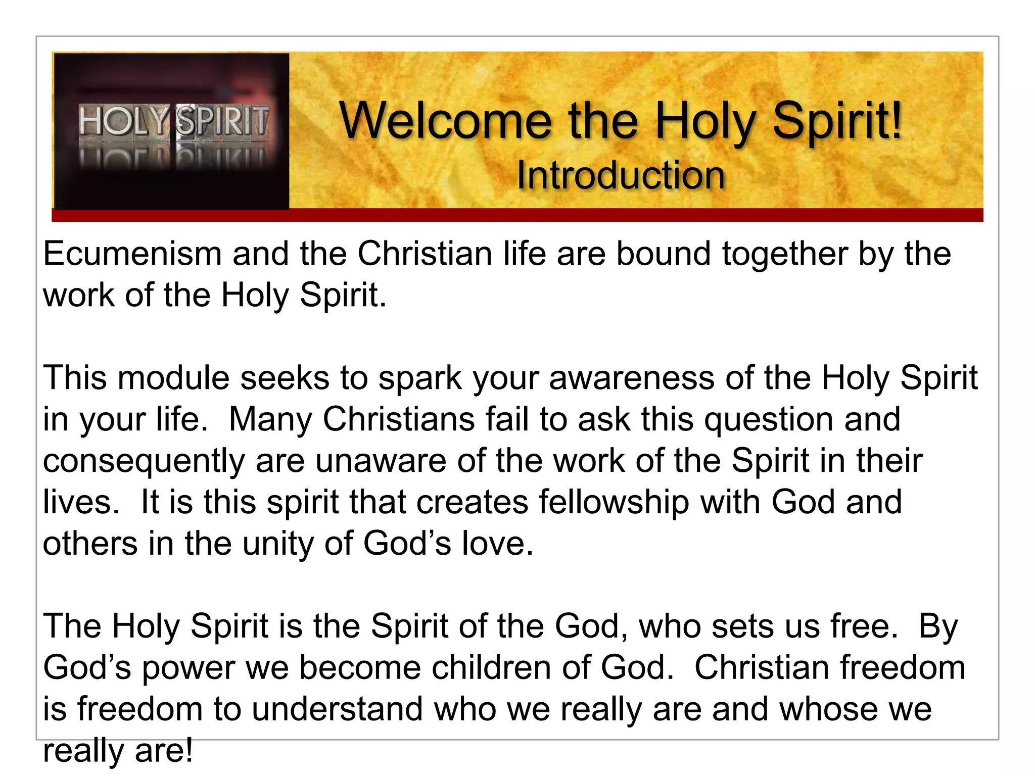 Kcc module embrace the power of the holy spirit! | PPT