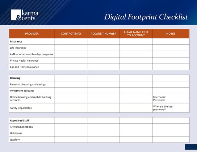 K&C Digital Footprint Checklist | PPT