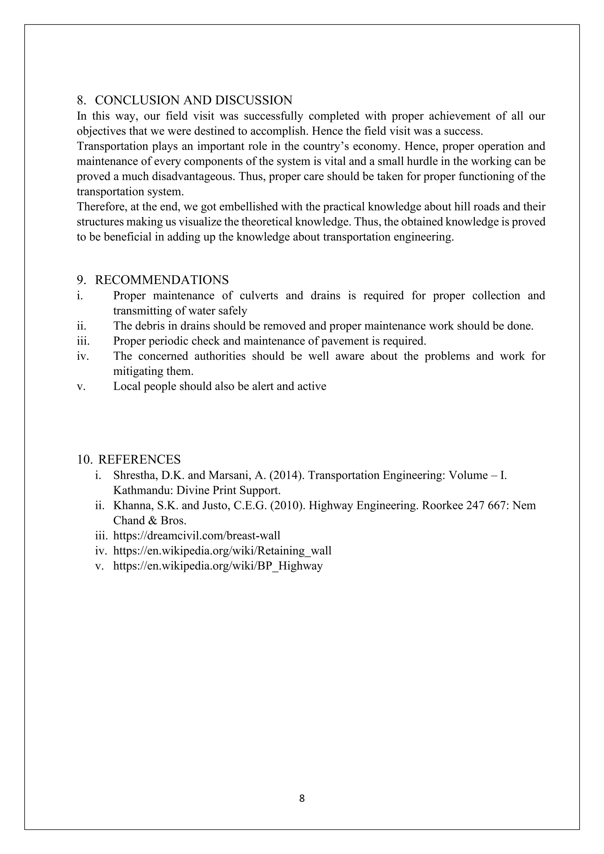 Transportation field report | PDF