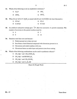 KCET Chemistry - 2004 Question Paper | PDF