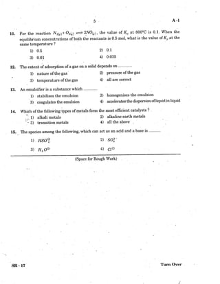 KCET Chemistry - 2005 Question Paper | PDF